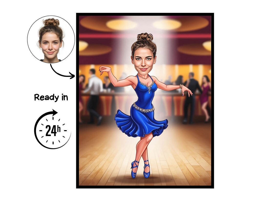 Salsa Cartoon Portrait, Salsa Gift, Custom Salsa Caricature, Salsa ...
