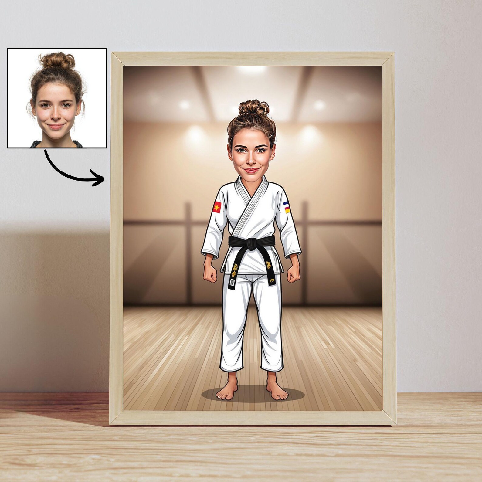 Judo Cartoon Portrait, Judo Gift, Custom Judo Caricature, Judo ...