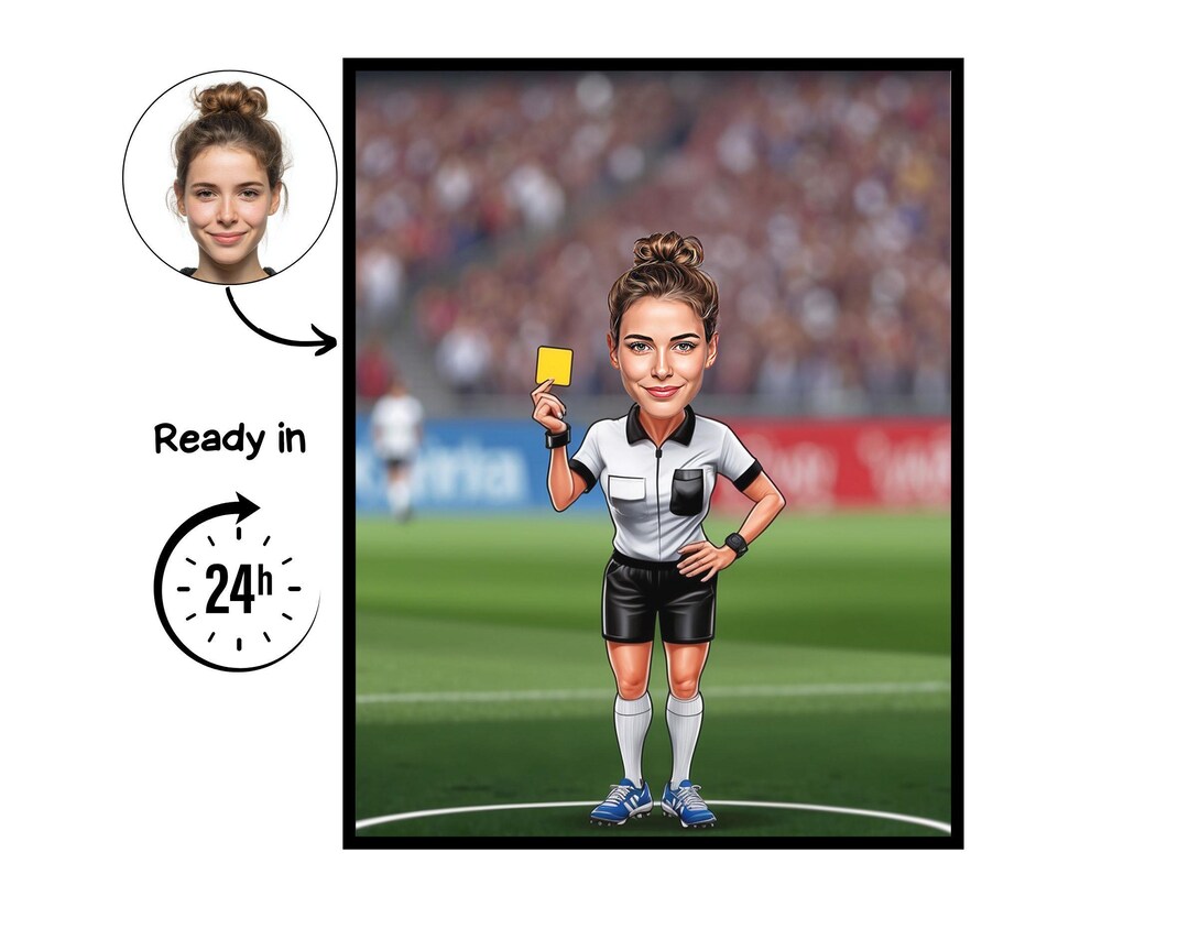 Referee Cartoon Portrait, Referee Gift, Custom Referee Caricature ...