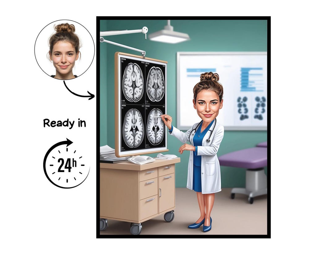 Neurologist Cartoon Portrait, Neurologist Gift, Custom Neurologist ...