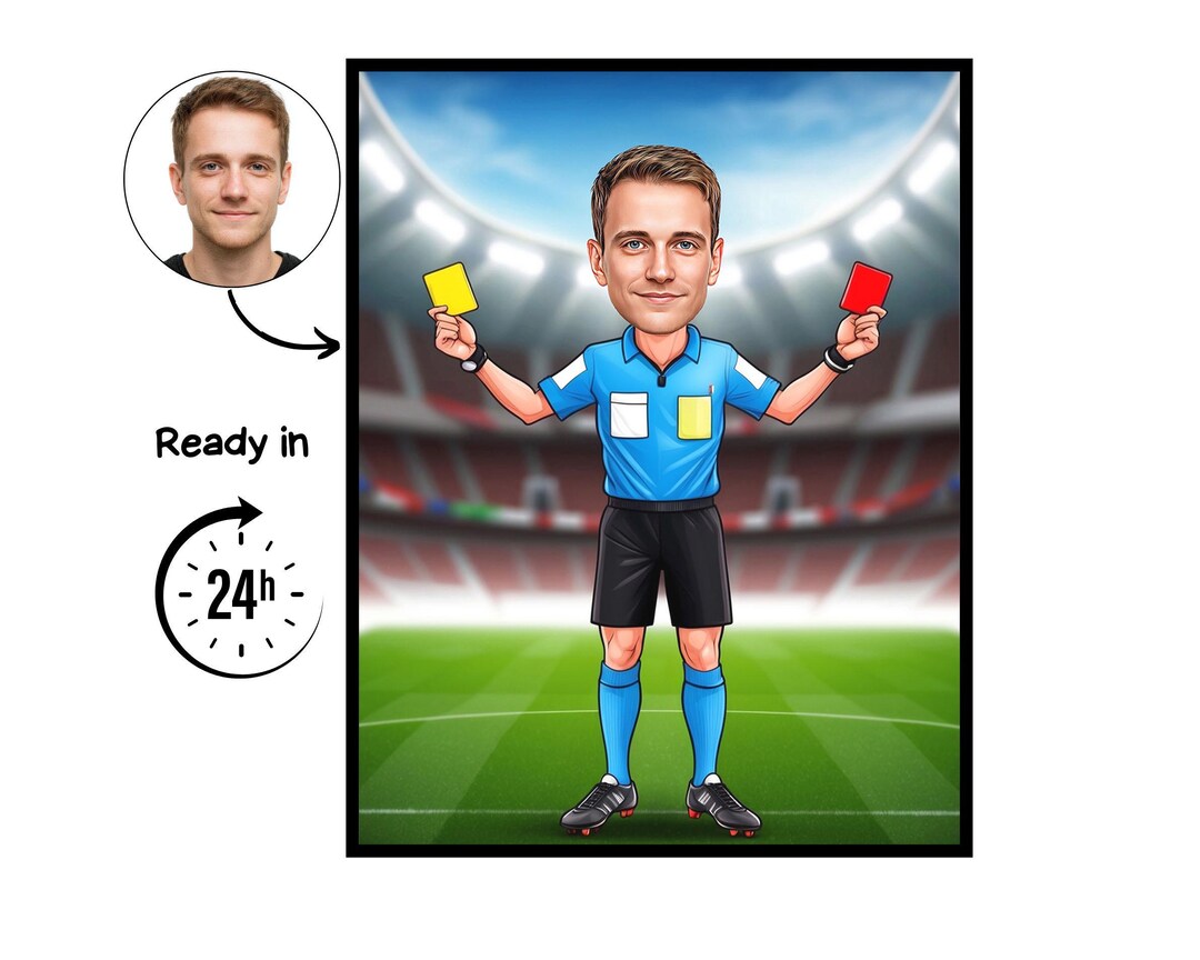 Referee Cartoon Portrait, Referee Gift, Custom Referee Caricature ...