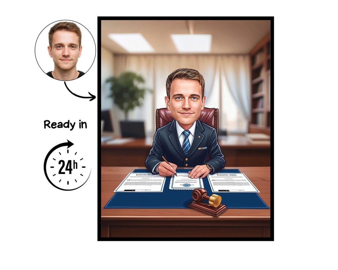 Notary Cartoon Portrait, Notary Gift, Custom Notary Caricature, Notary ...