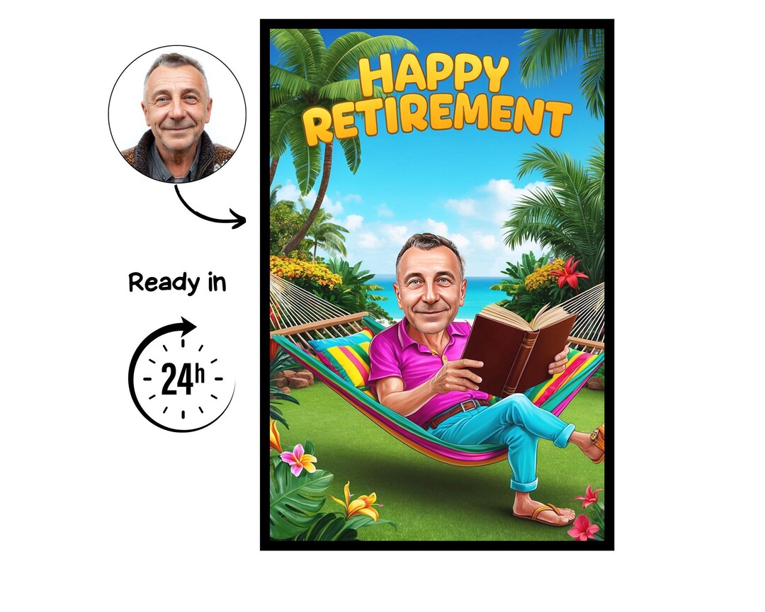 Retirement Cartoon Portrait, Custom Retirement Caricature Drawing From ...