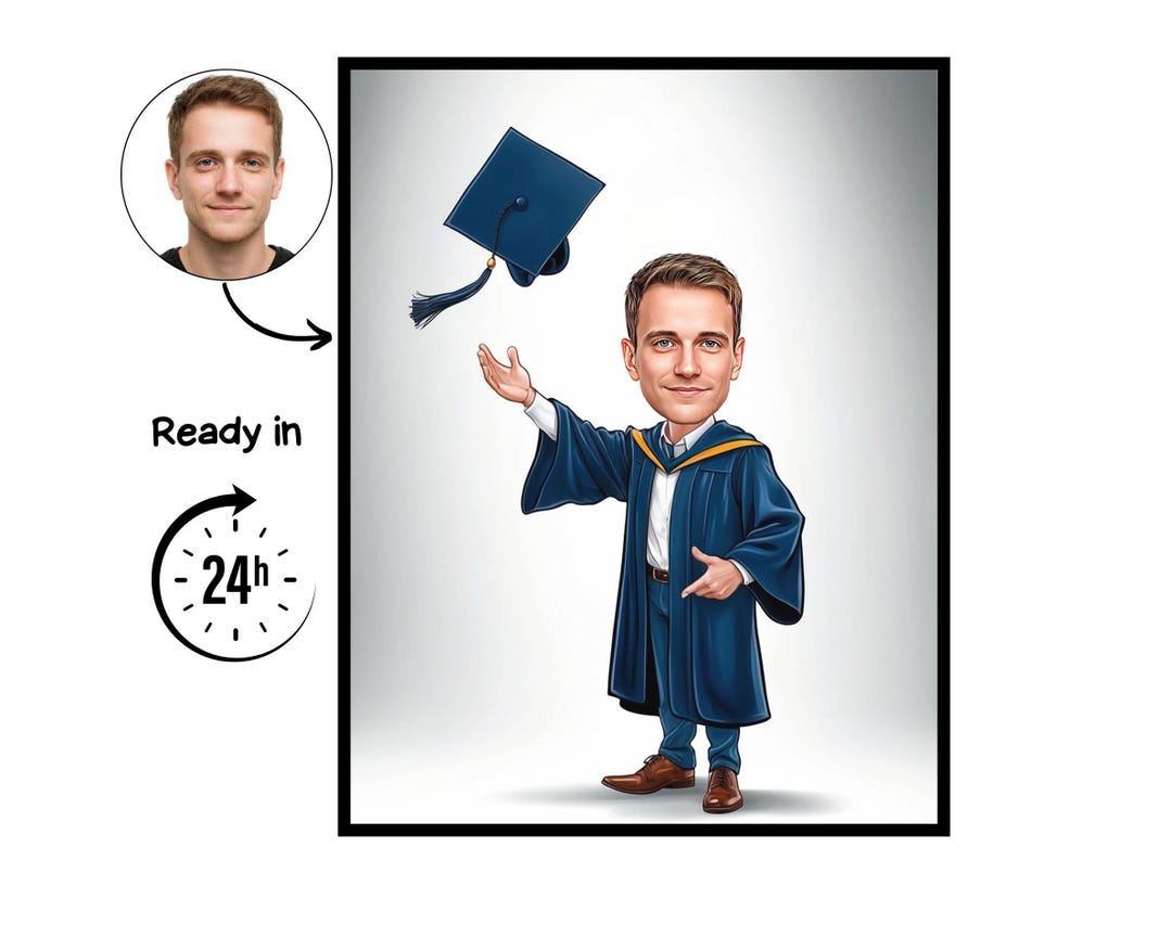 Graduation Cartoon Portrait, Graduation Gift, Custom Graduation ...