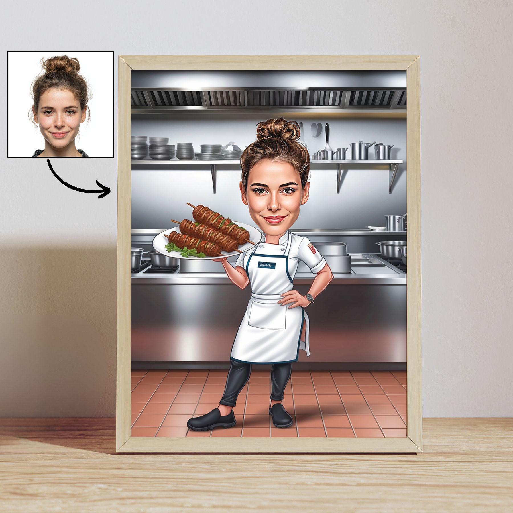 Kebab Chef Cartoon Portrait, Kebab Gift, Custom Kebab Caricature, Kebab ...