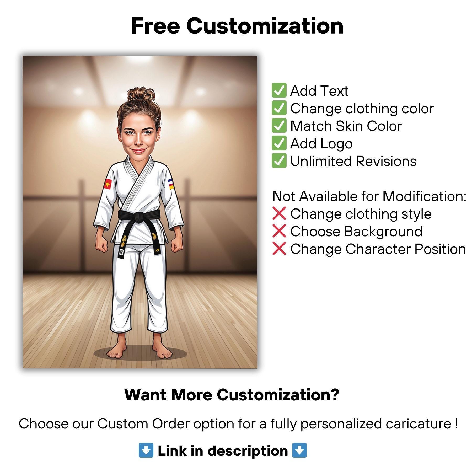 Judo Cartoon Portrait, Judo Gift, Custom Judo Caricature, Judo ...