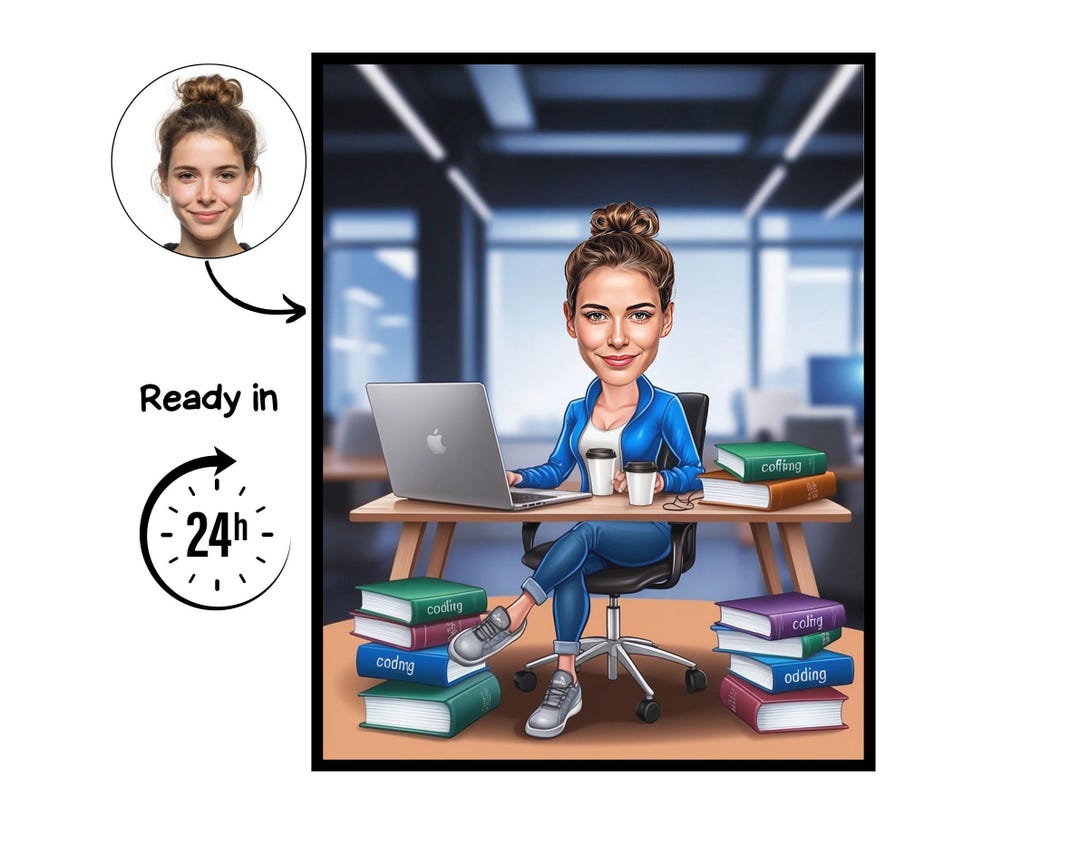 Software Developer Cartoon Portrait, Developer Gift,custom Developer ...