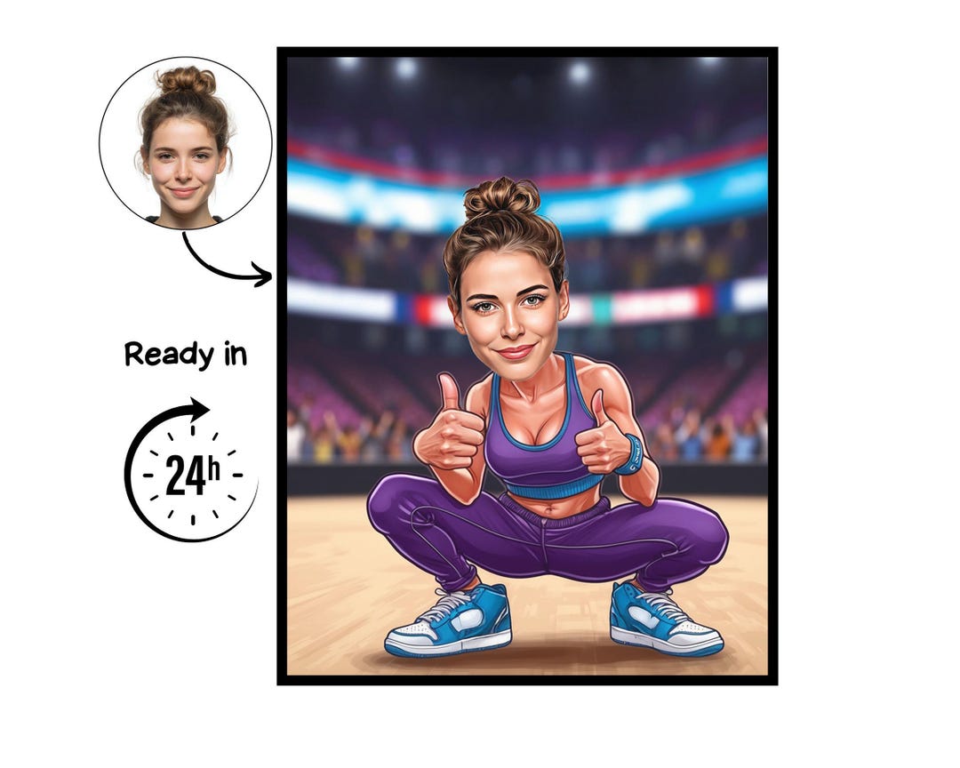 Breakdance Cartoon Portrait, Breakdance Gift, Custom Breakdance ...