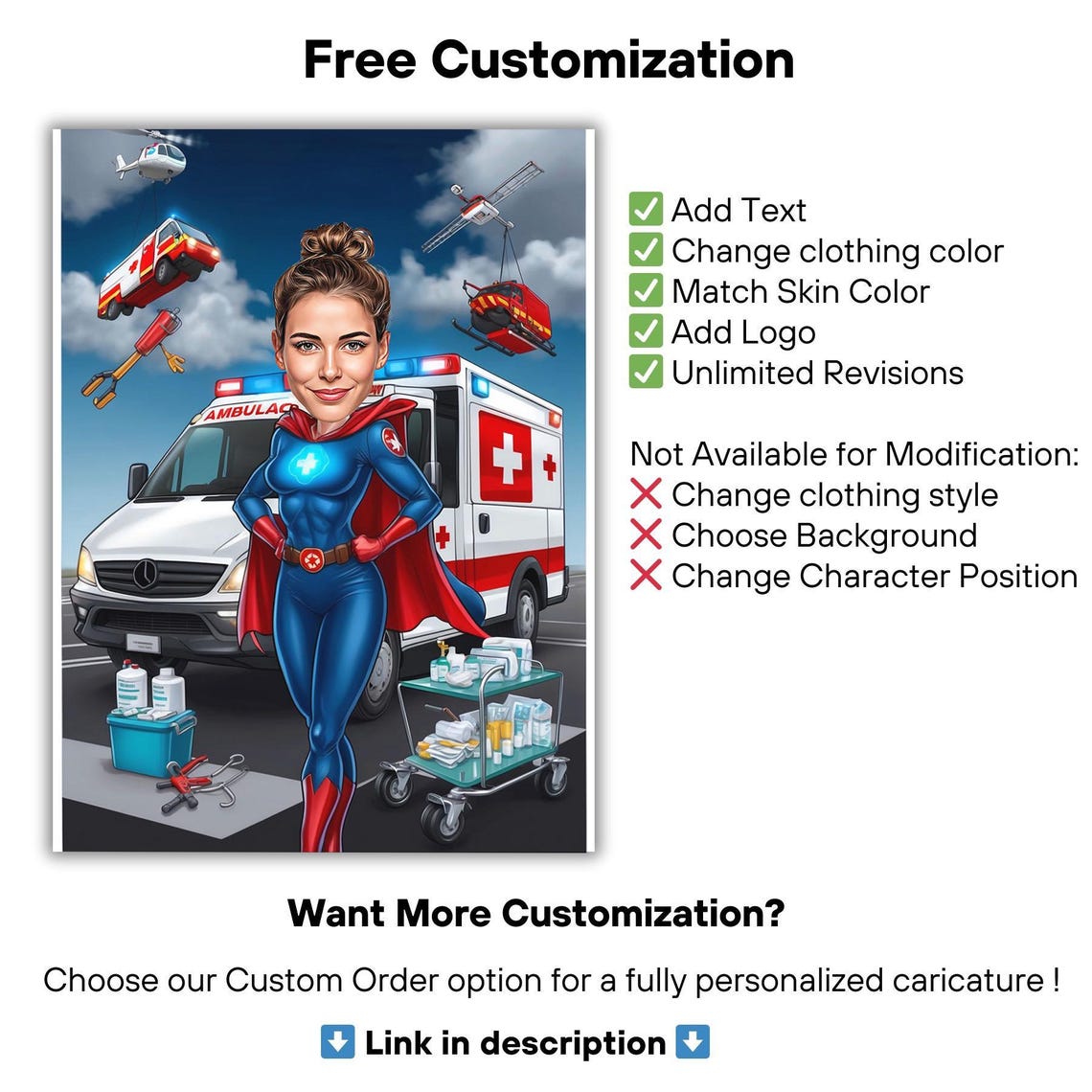 Paramedic Cartoon Portrait, Paramedic Gift, Custom Paramedic Caricature ...