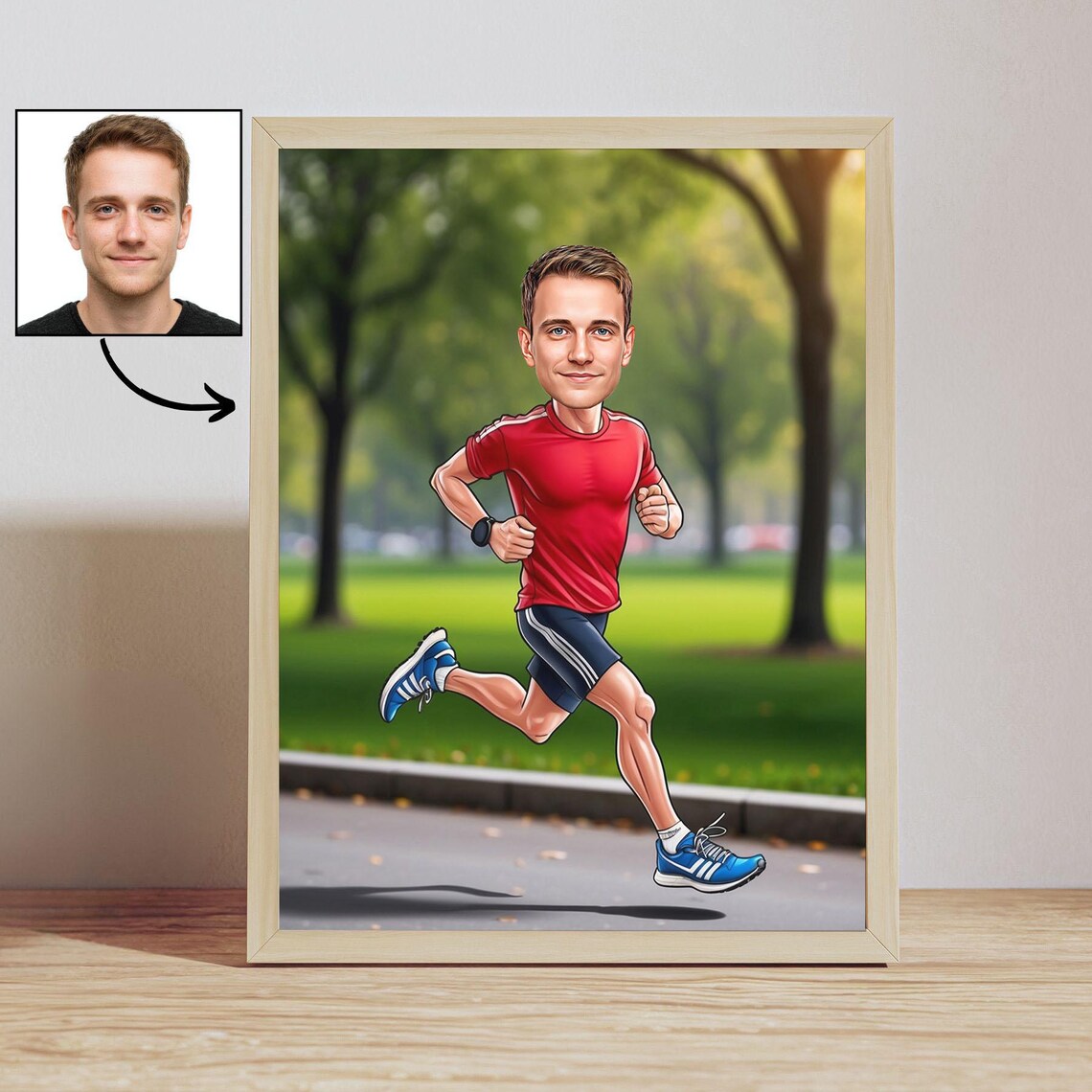 Runner Cartoon Portrait, Runner Gift, Custom Runner Caricature, Runner ...