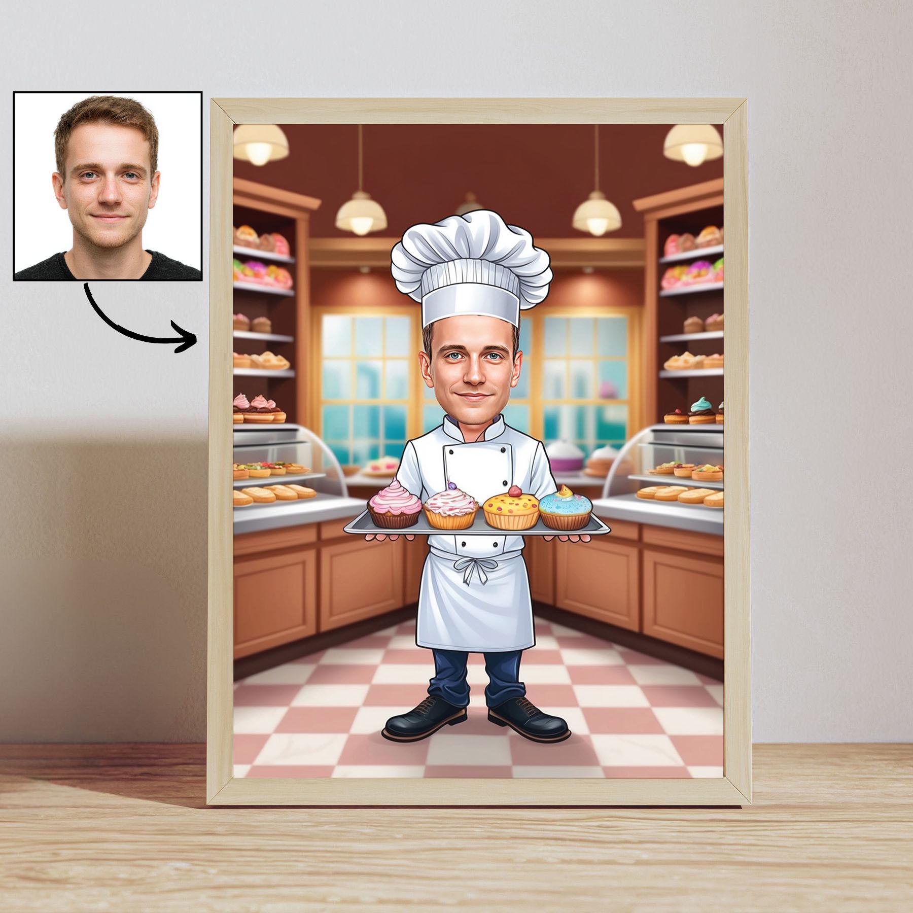 Pastry Cartoon Portrait, Pastry Gift, Custom Pastry Caricature, Pastry ...