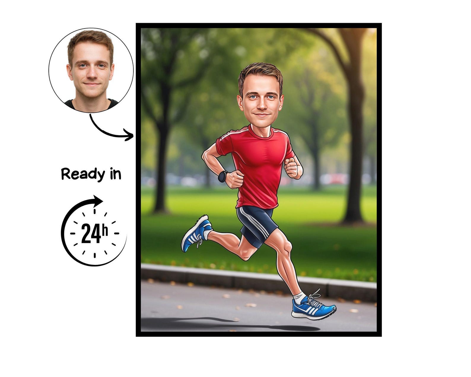 Runner Cartoon Portrait, Runner Gift, Custom Runner Caricature, Runner ...