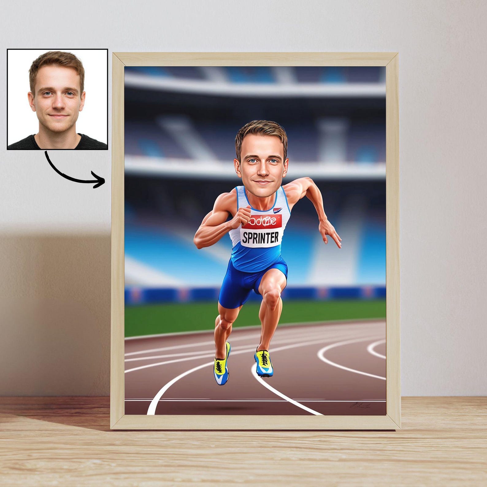 Sprinter Cartoon Portrait, Sprinter Gift, Custom Sprinter Caricature ...