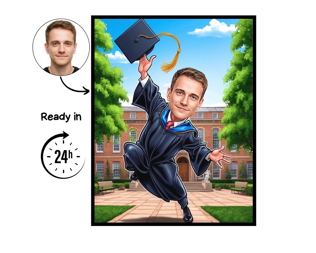 Graduation Cartoon Portrait, Graduation Gift, Custom Graduation ...