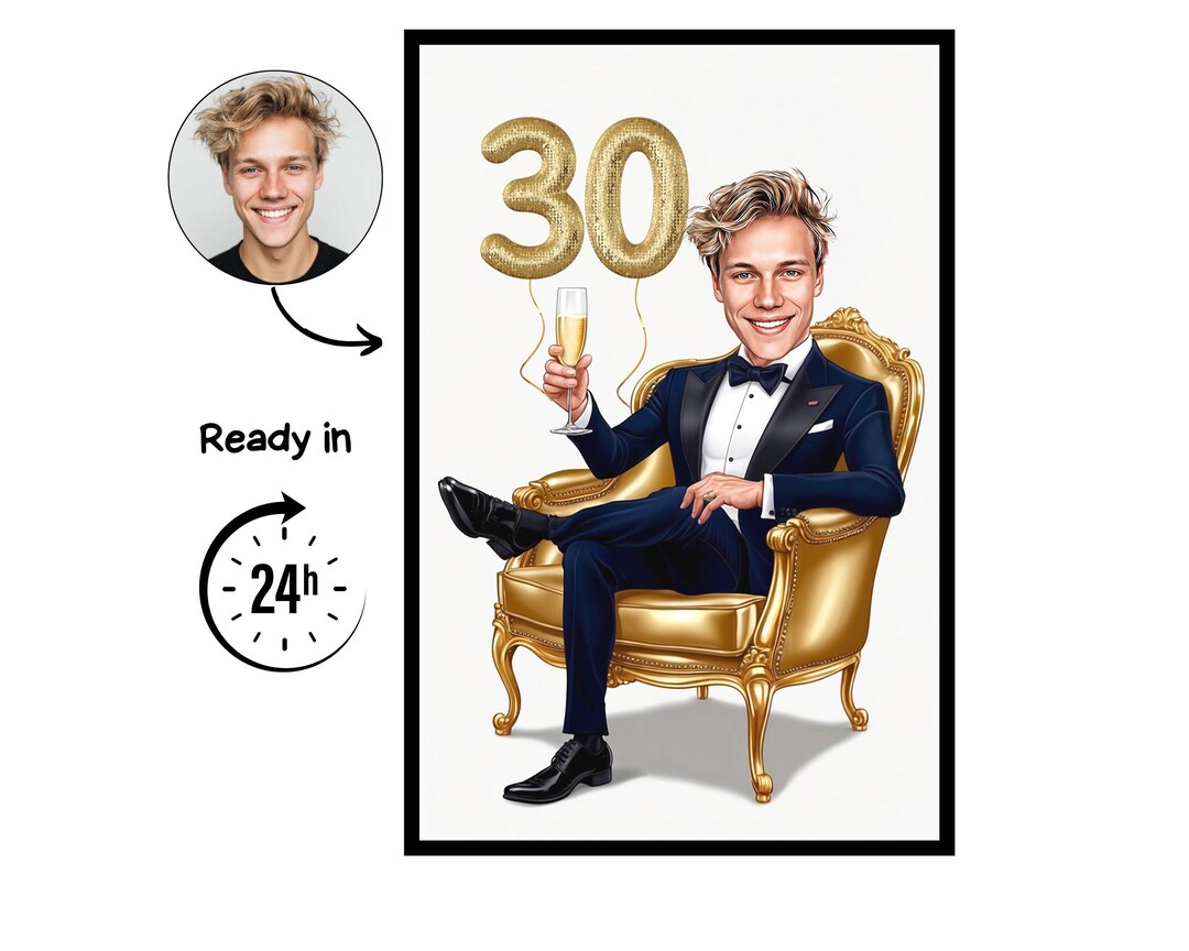Custom Caricature for 30th Birthday, 30th Anniversary, Caricature ...