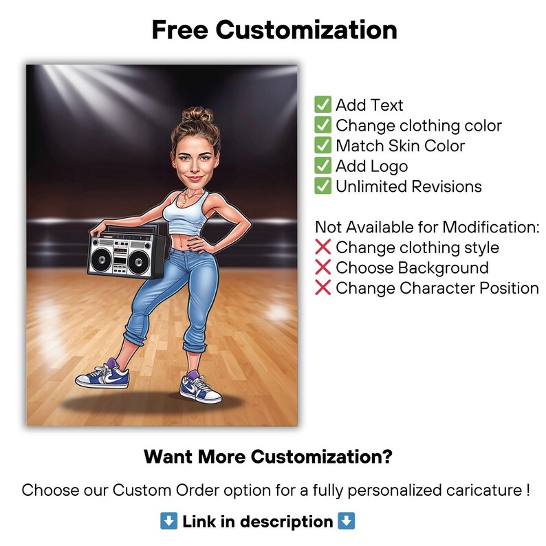 Breakdance Cartoon Portrait, Breakdance Gift, Custom Breakdance ...