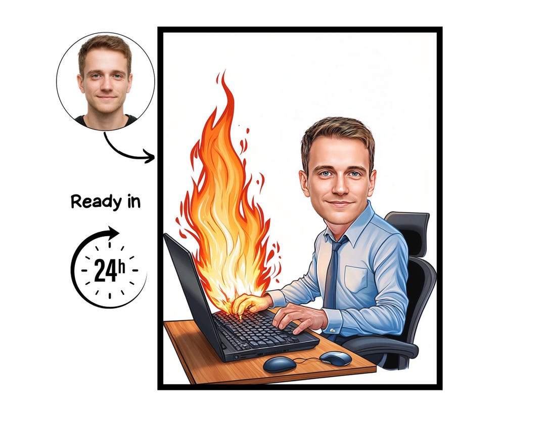 Software Developer Cartoon Portrait, Developer Gift,custom Developer Caricature, Developer ...