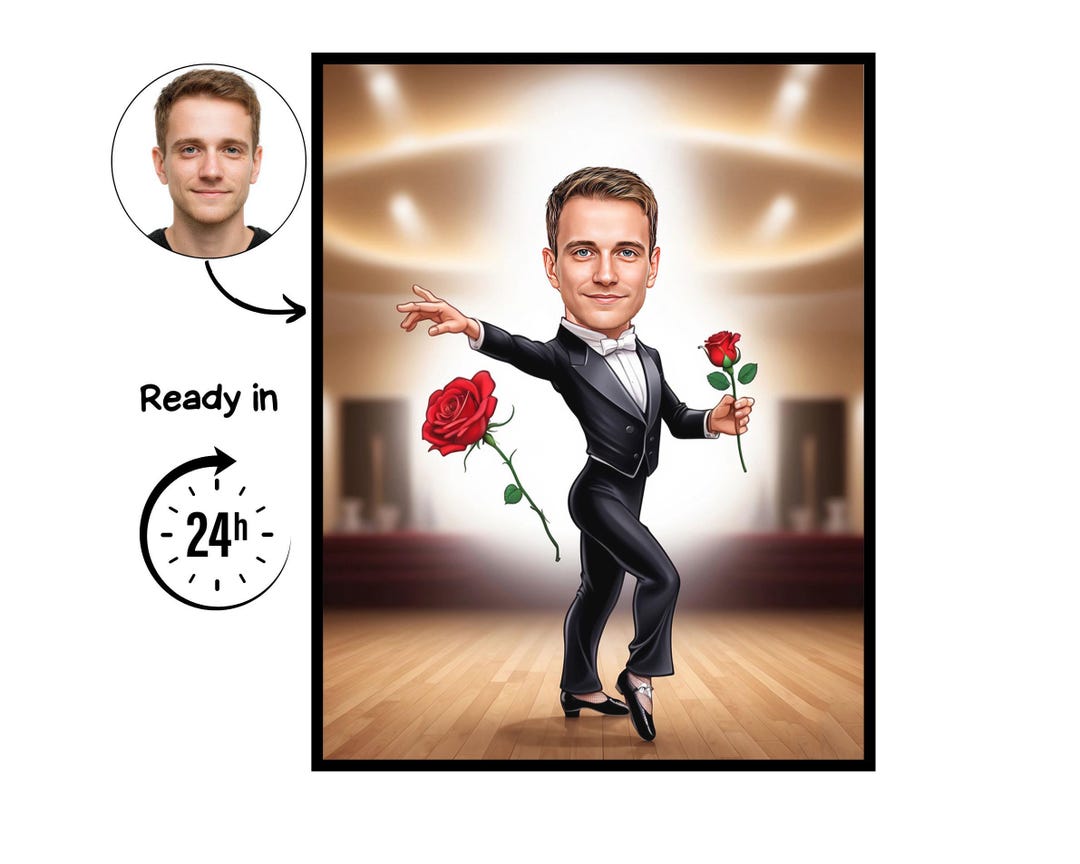 Tango Cartoon Portrait, Tango Gift, Custom Tango Caricature, Tango ...