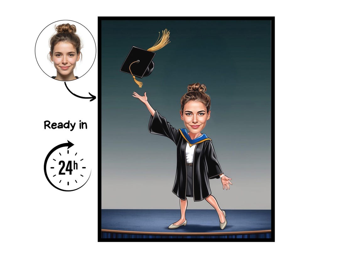 Graduation Cartoon Portrait, Graduation Gift, Custom Graduation ...