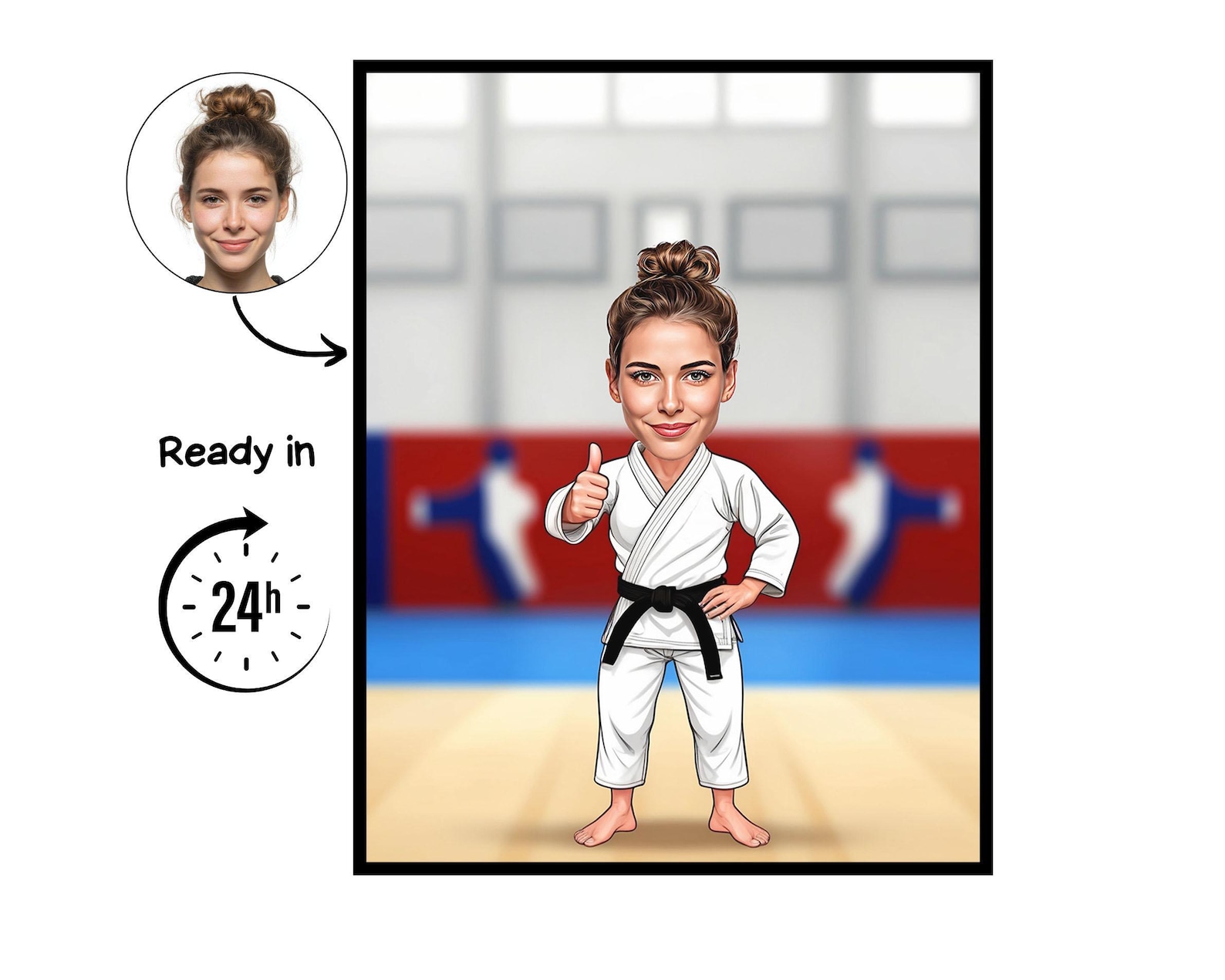 Judo Cartoon Portrait, Judo Gift, Custom Judo Caricature, Judo ...