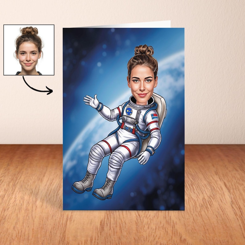 Astronaut Cartoon Portrait, Astronaut Gift, Custom Astronaut Caricature ...