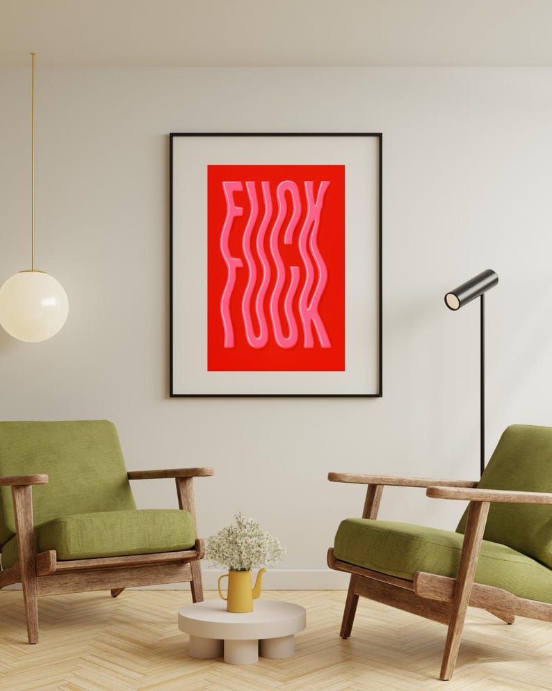 Bold Pink "f*ck" Poster | Wavy Modern Typography Wall Art | Trendy Pop ...