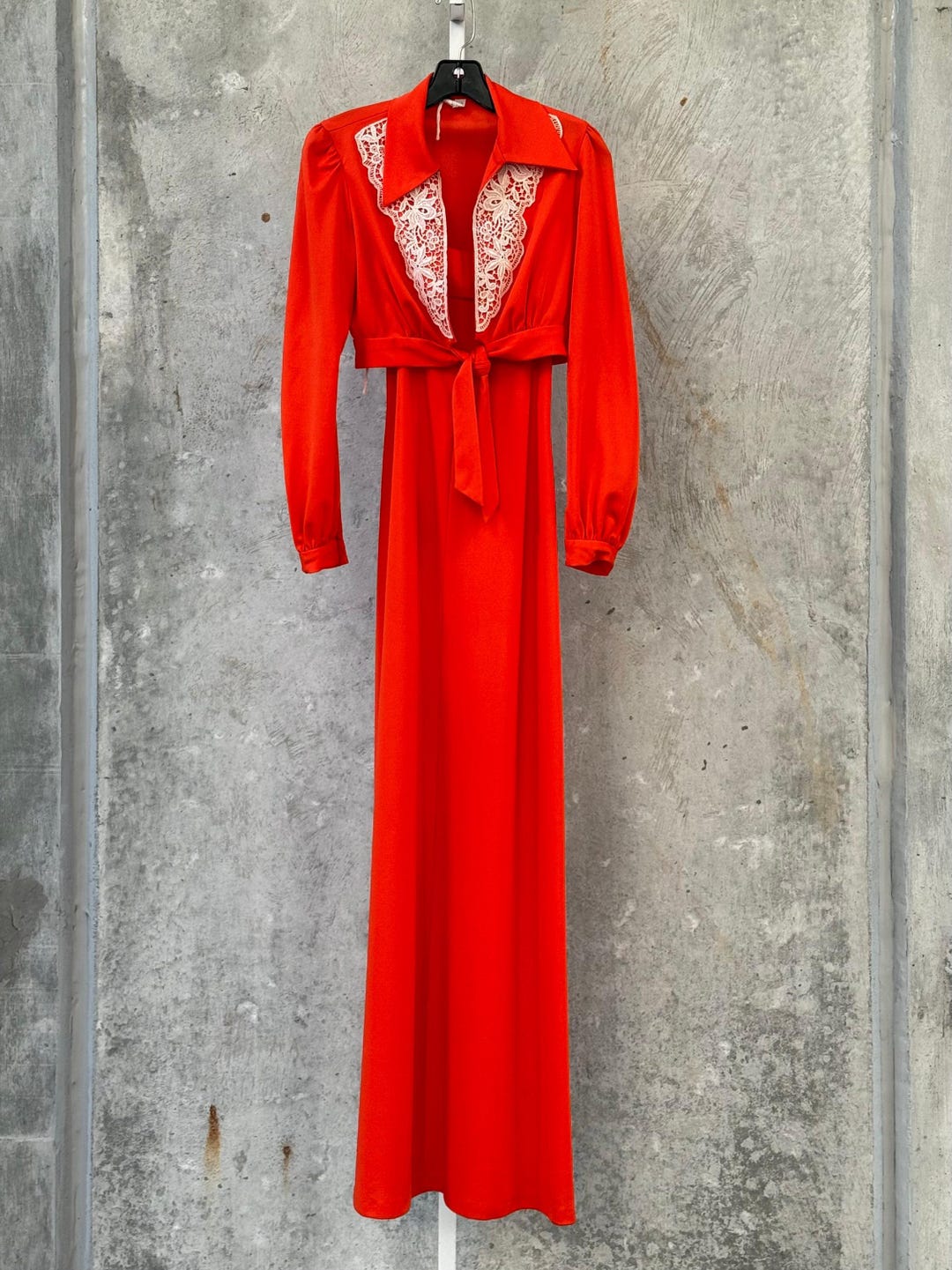 1970s Orange Dress & Bolero Set With Cream Ecru Lace - Etsy
