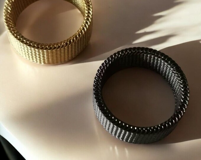 304 Stainless Steel Black Mesh Design Ring, Handcrafted Steel Band ...