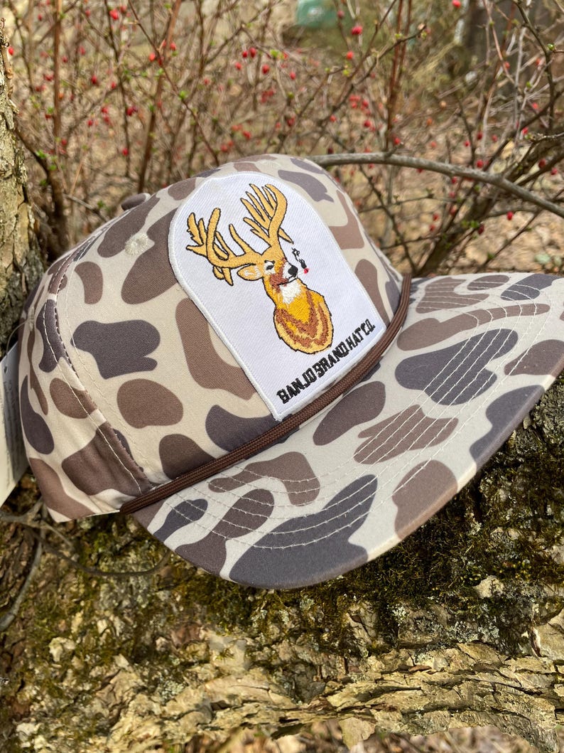 Smokin’ Whitetail Retro Camo Flat Brim Snapback Hat - Etsy