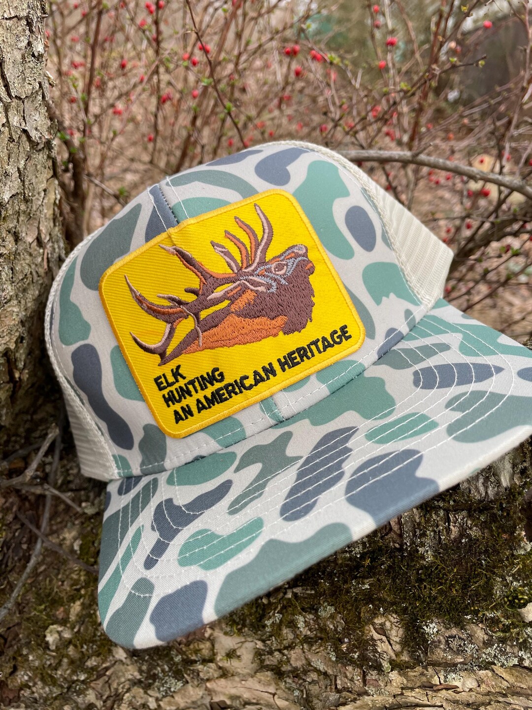 Elk Hunting Camo Snapback Trucker Hat - Etsy