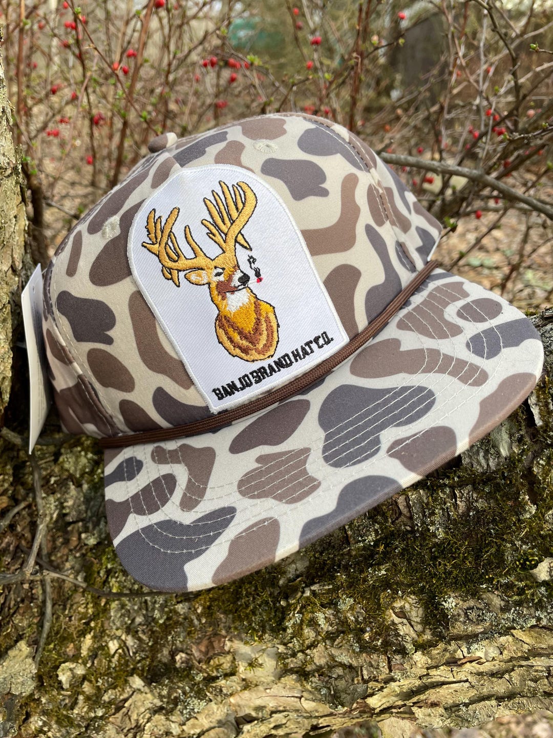 Smokin’ Whitetail Retro Camo Flat Brim Snapback Hat - Etsy