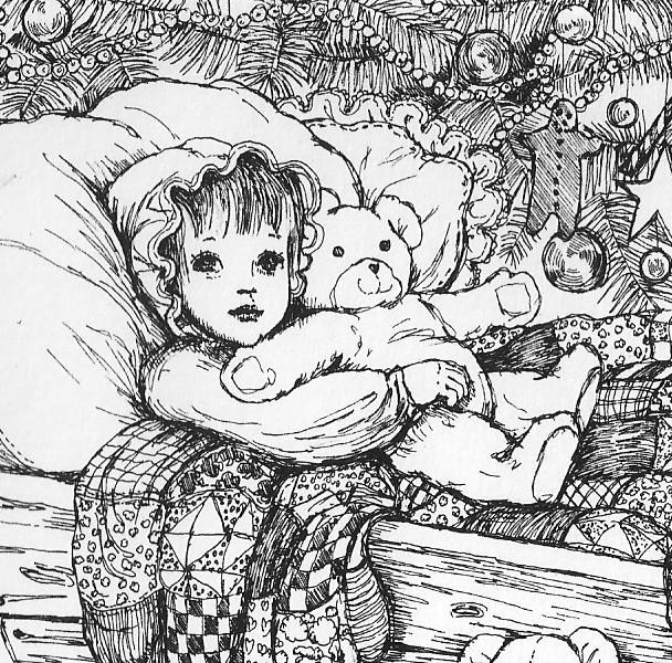 Christmas Coloring Page Instant Printable Art, Pen an Ink Drawing Print ...