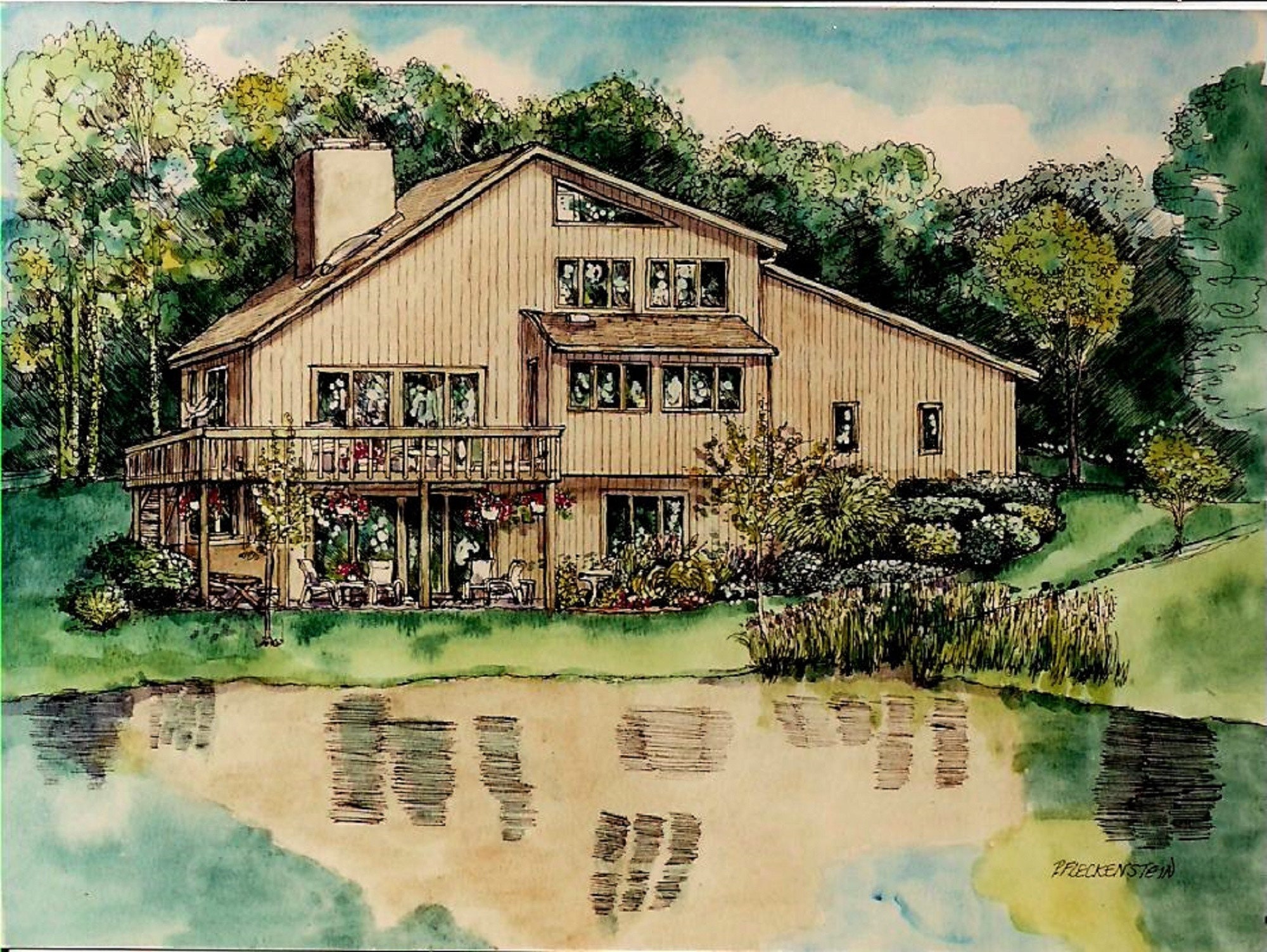Custom House Portrait, Hand-rendered by Artist, Pen/inkwatercolor, Our ...