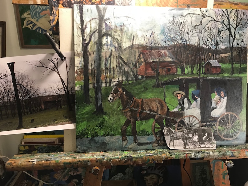 Amish Country Landscape-amish People Art Print From My Original Acrylic ...