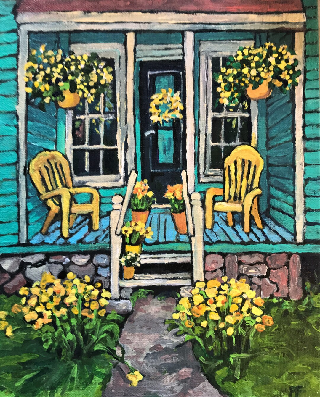 Original Painting "yellow Porch",original Acrylic Painting,yellow ...