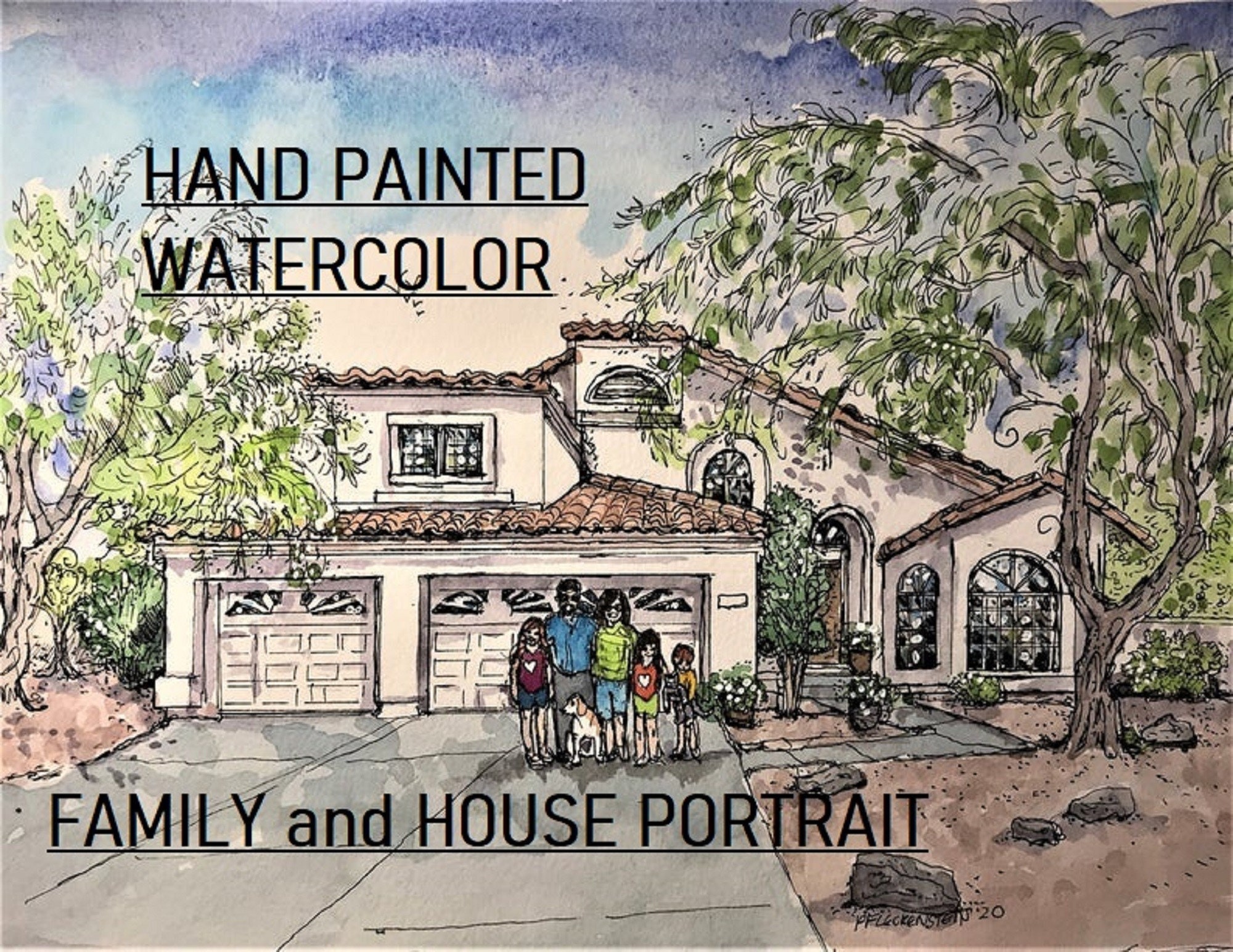 Custom House Portrait, Hand-rendered by Artist, Pen/inkwatercolor, Our ...