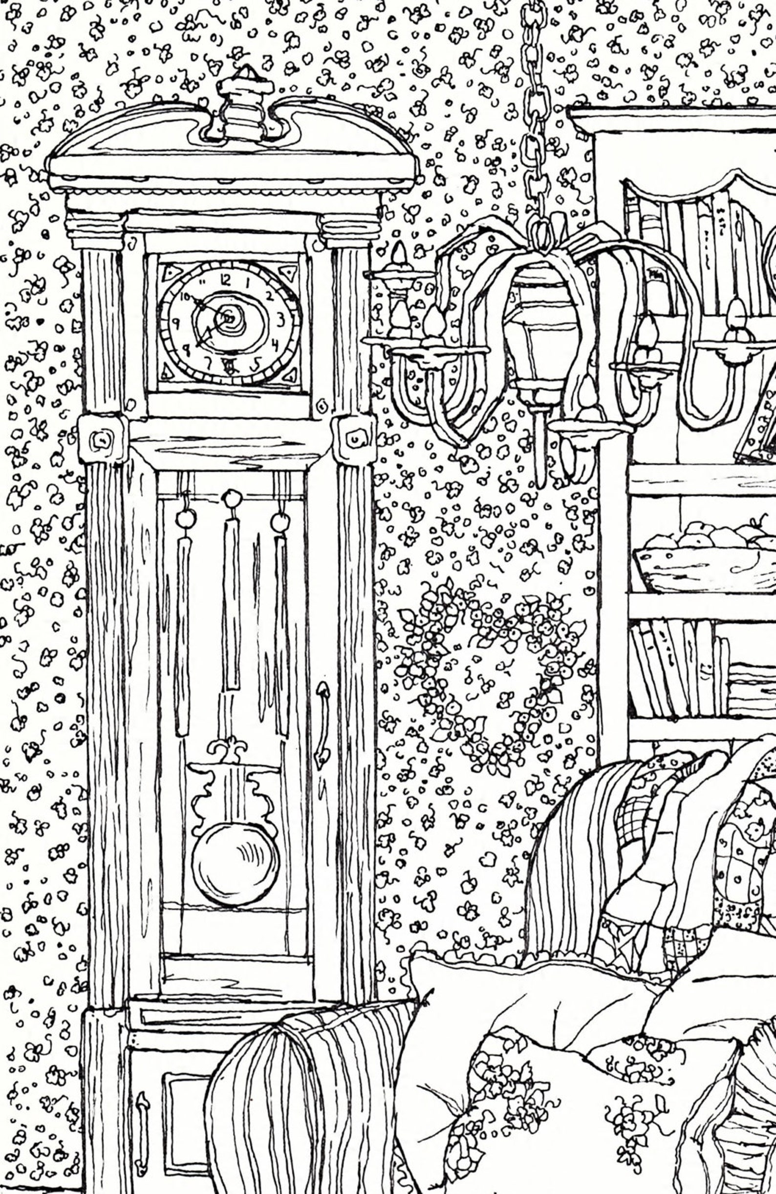 Coloring Page Pen and Ink Drawing to Print DIY and Color - Nostalgic ...