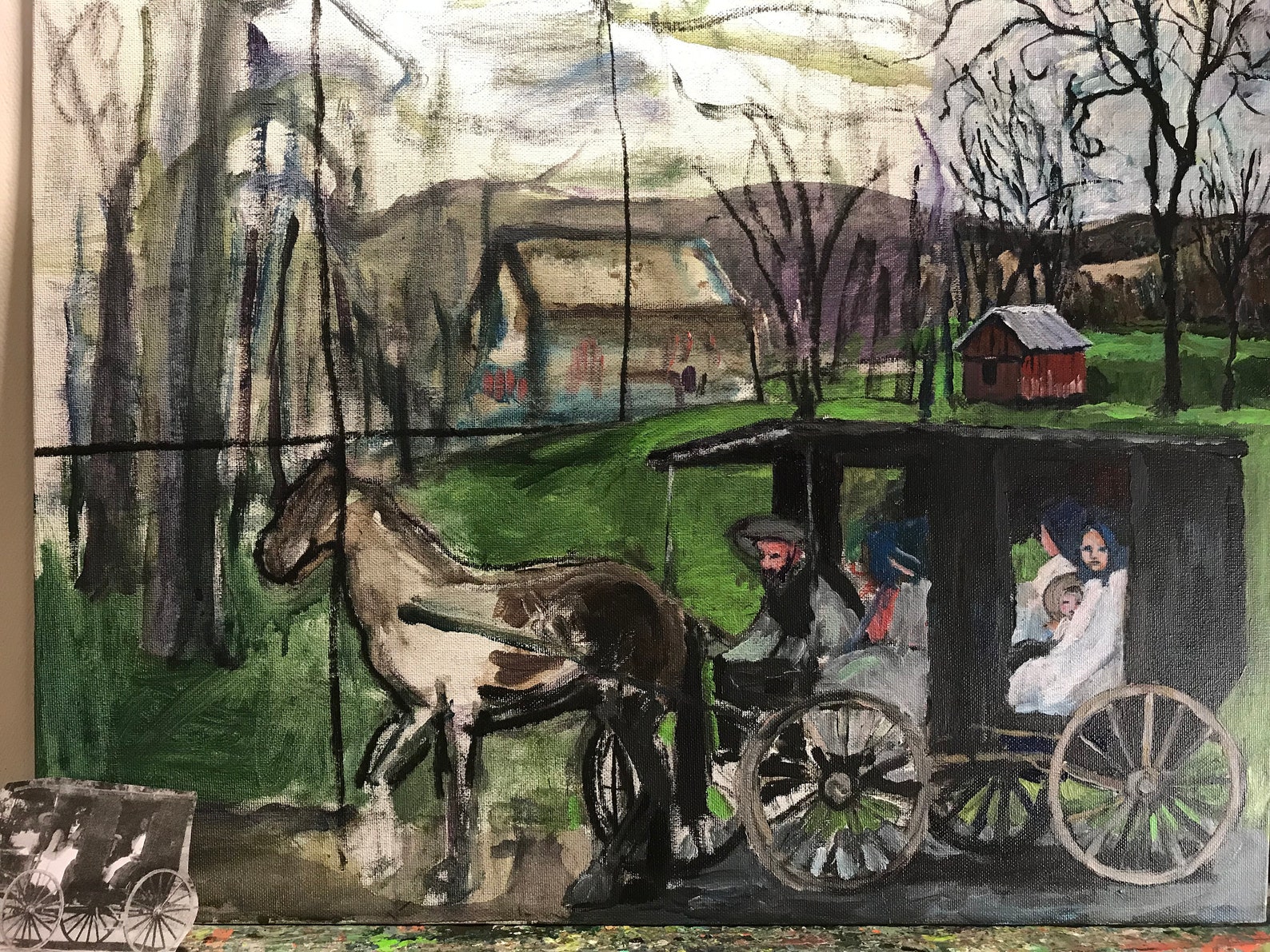 Amish Country Landscape-amish People Art Print From My Original Acrylic ...