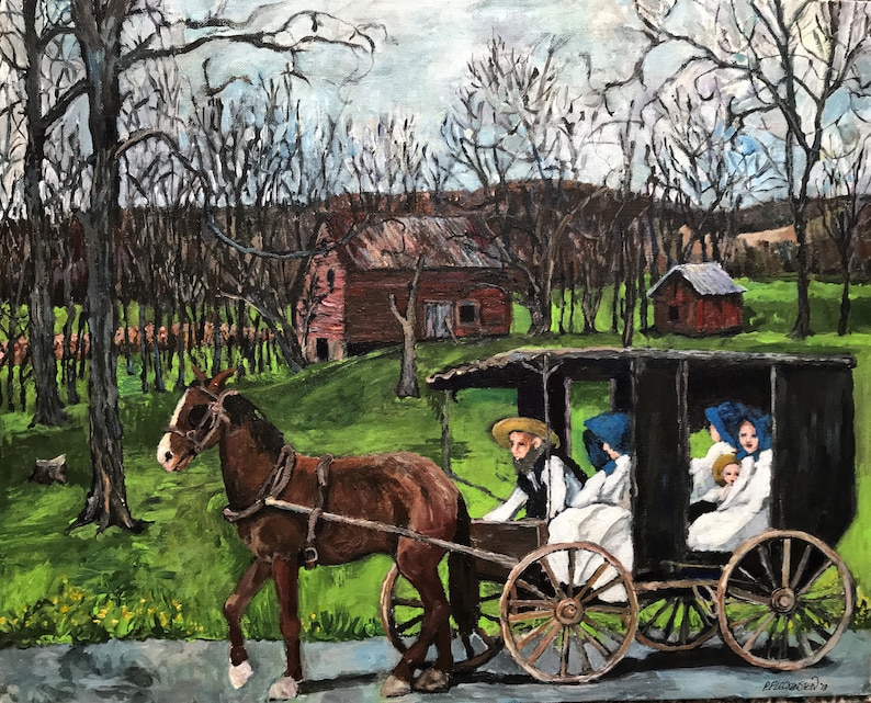Amish Country Landscape-amish People Art Print From My Original Acrylic ...