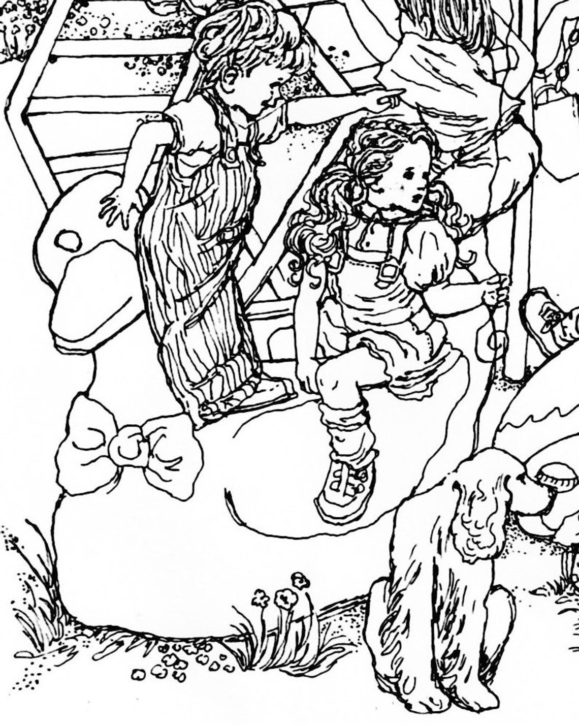 Coloring Page Pen and Ink Drawing to Print DIY and Color - Nostalgic ...