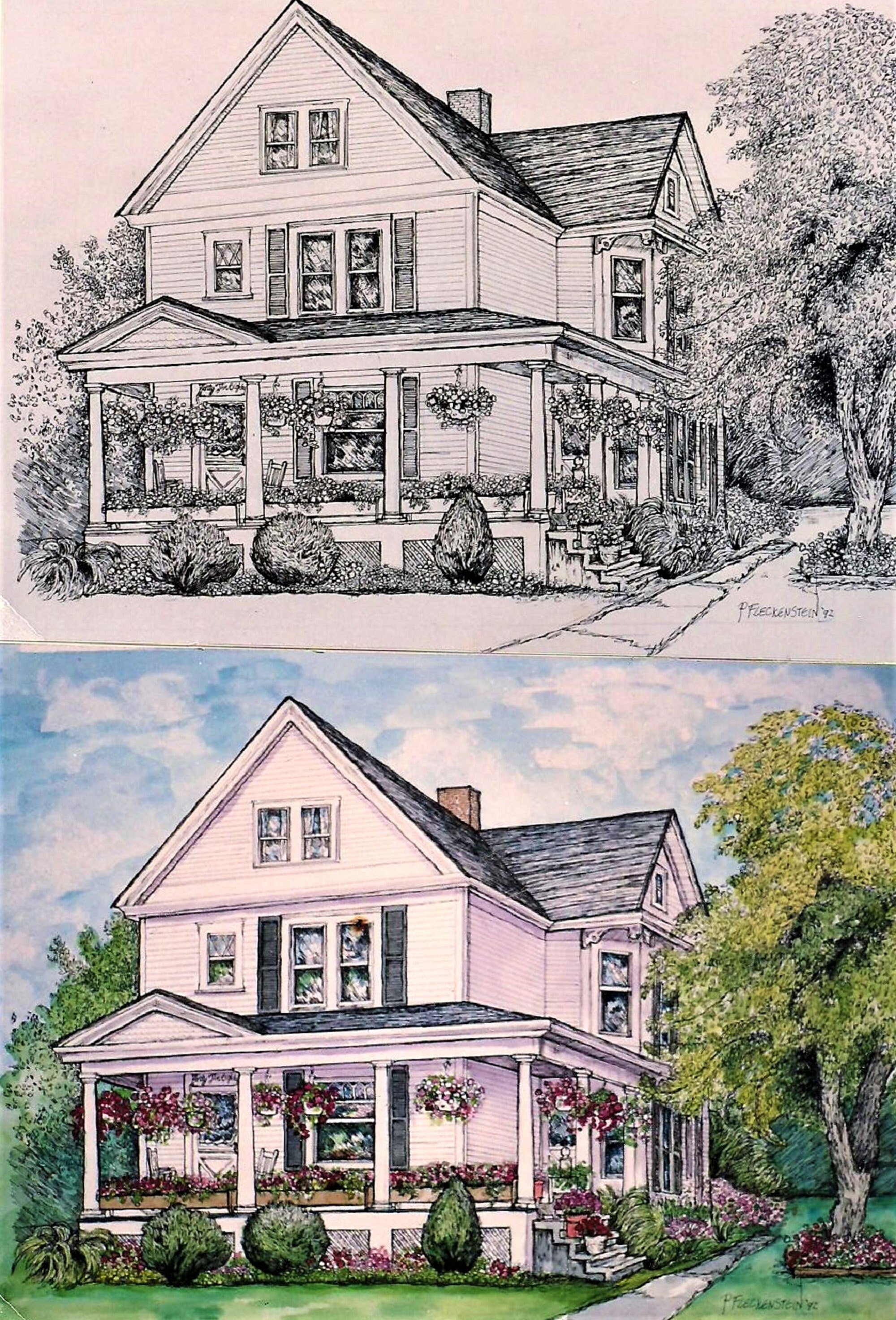 Custom House Portrait, Hand-rendered by Artist, Pen/inkwatercolor, Our ...