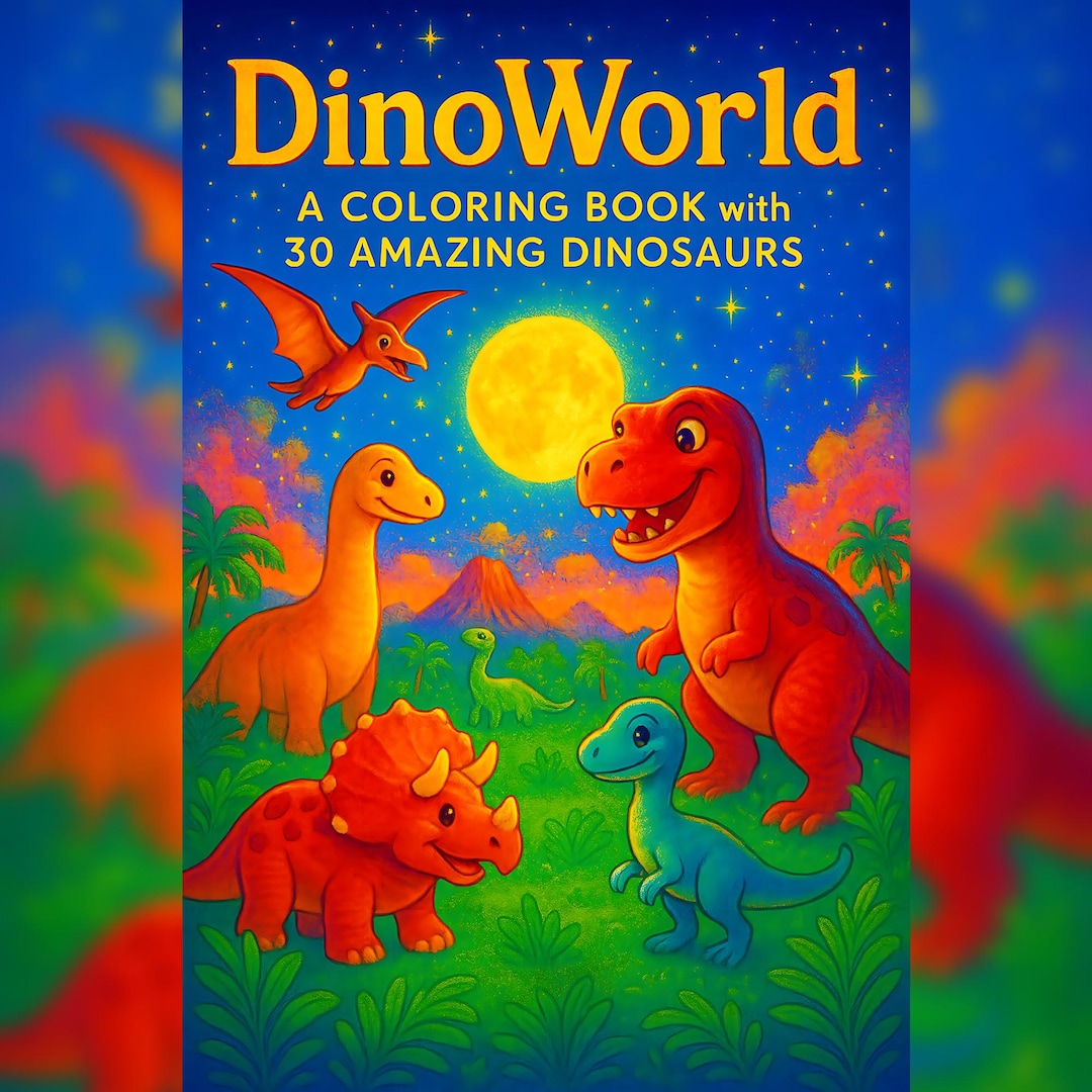 Dinoworld Coloring Book for Kids: 30 Dinosaur Pages (PDF) - Etsy UK