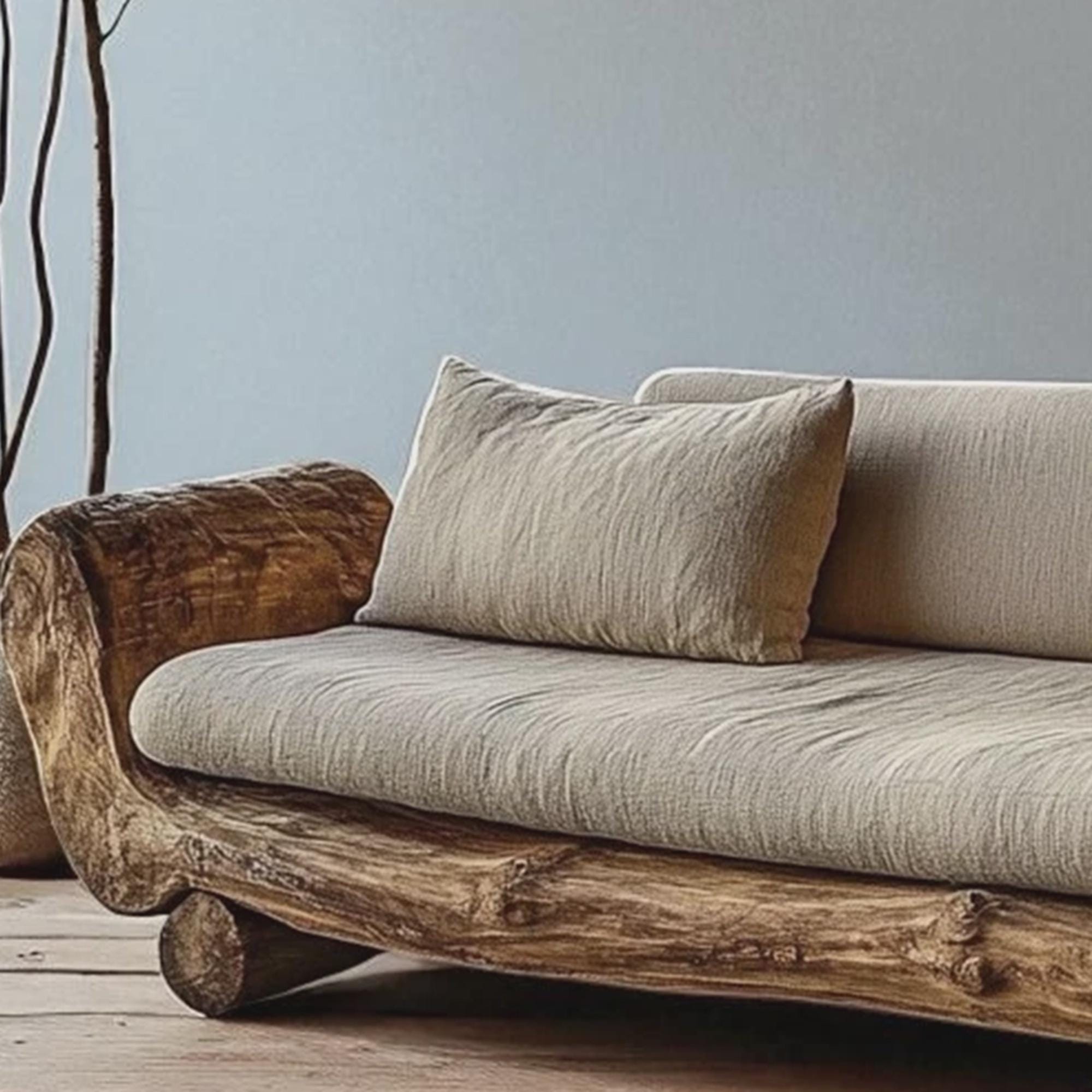 Handmade Wabi-sabi Solid Wood Sofa | Rustic Japanese Minimalist Floor ...
