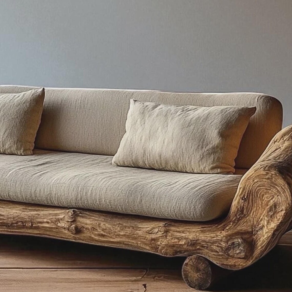 Handmade Wabi-sabi Solid Wood Sofa | Rustic Japanese Minimalist Floor ...
