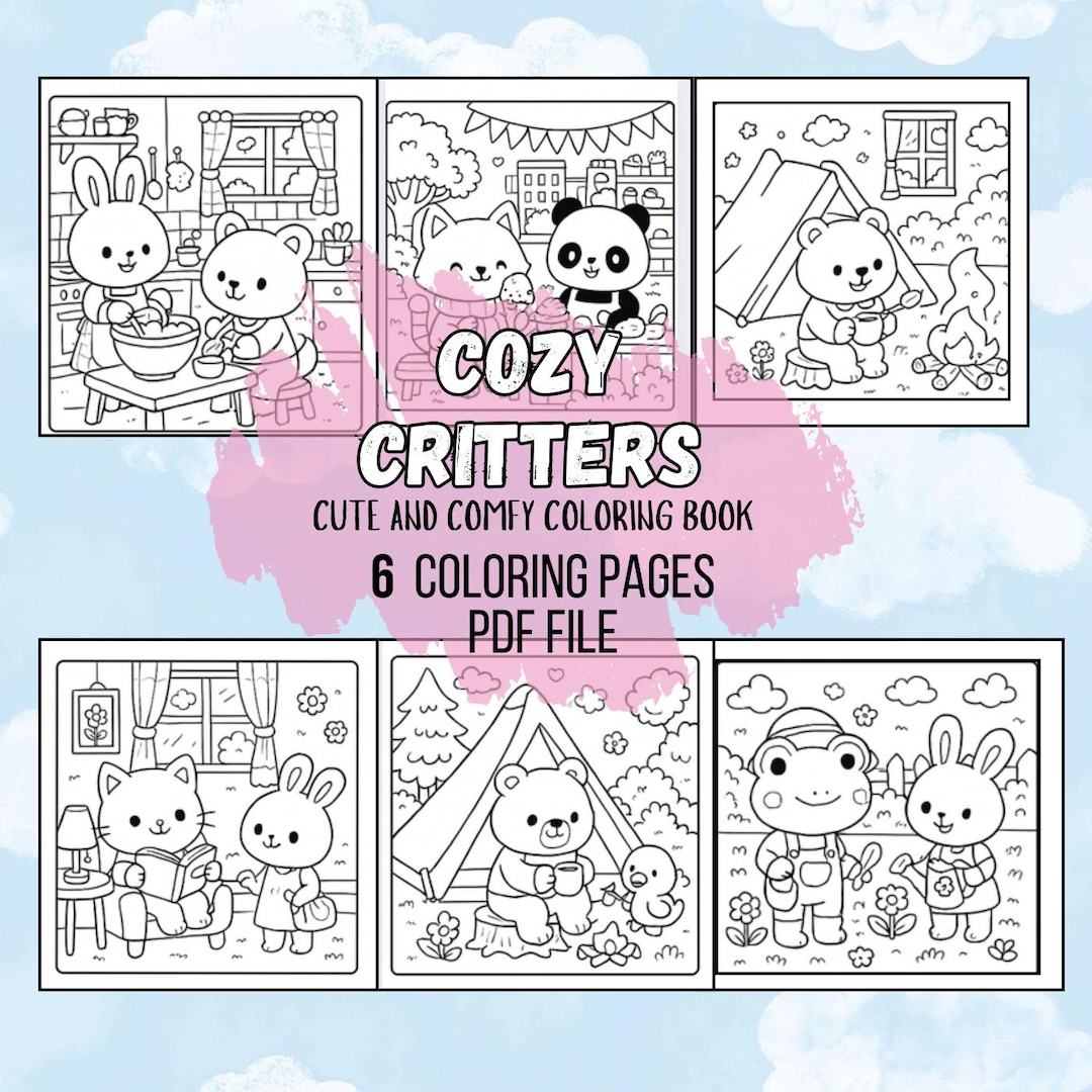 Cozy Critters Coloring Book – Cute & Comfy Animal-themed Pages (PDF) - Etsy