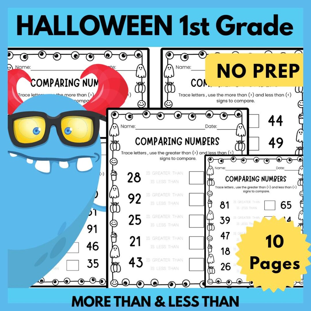 Halloween Math Fun Comparing Numbers (2-digit) for 1st Year-pdf ...