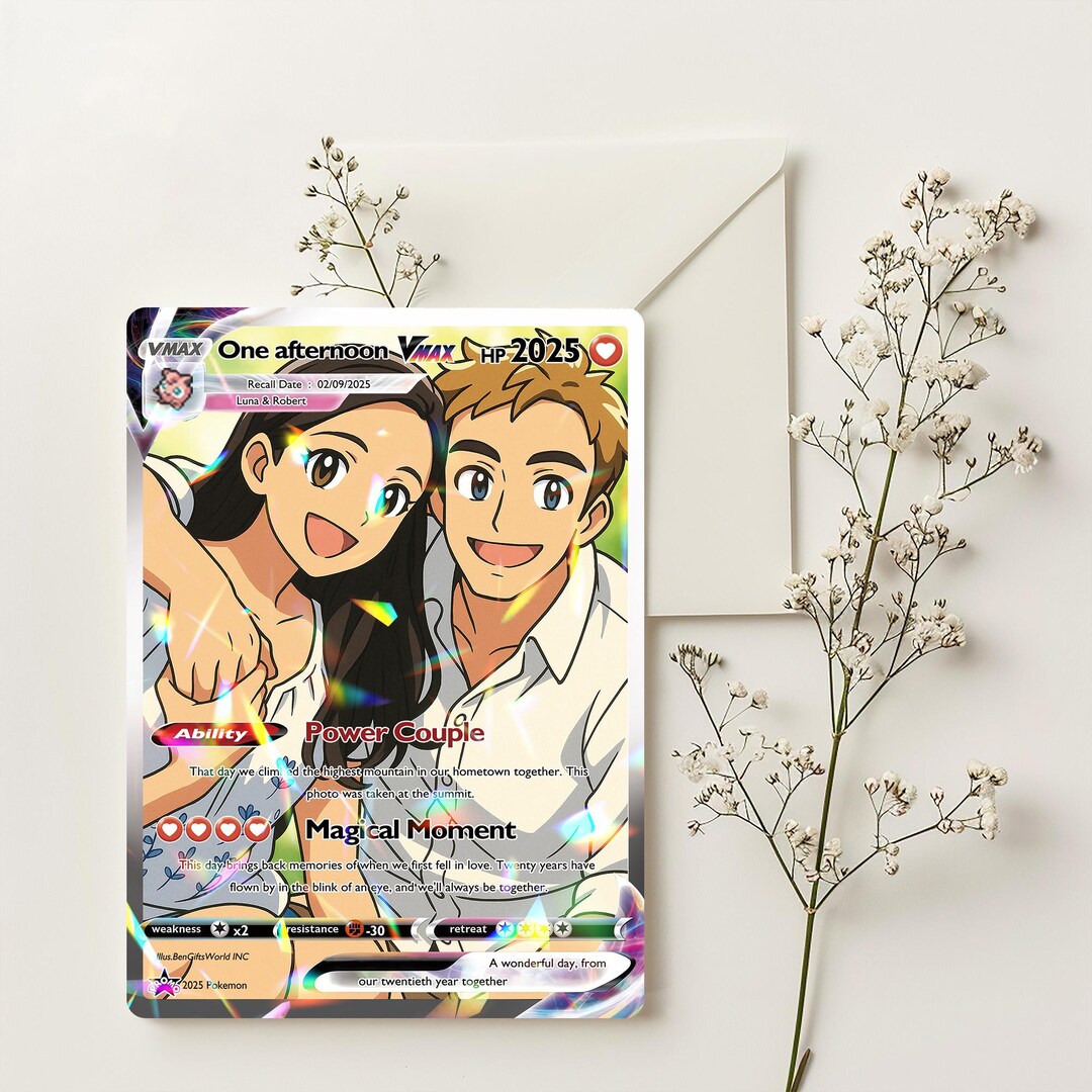 Custom Pokemon Anniversary Card, Anime Wedding Keepsake, Personalized ...