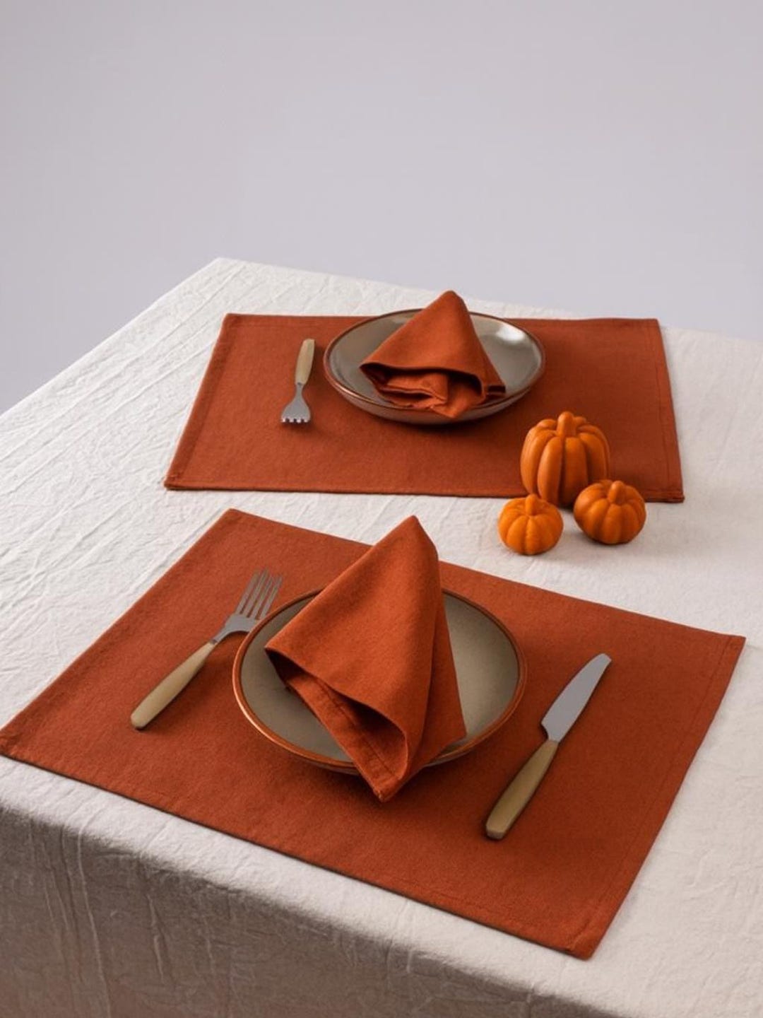 Linen Placemats – Rustic Reusable Fall Table Mats, Natural Harvest ...