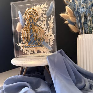 Virgin Mary Acrylic Floral Shadow Box Souvenir - Etsy