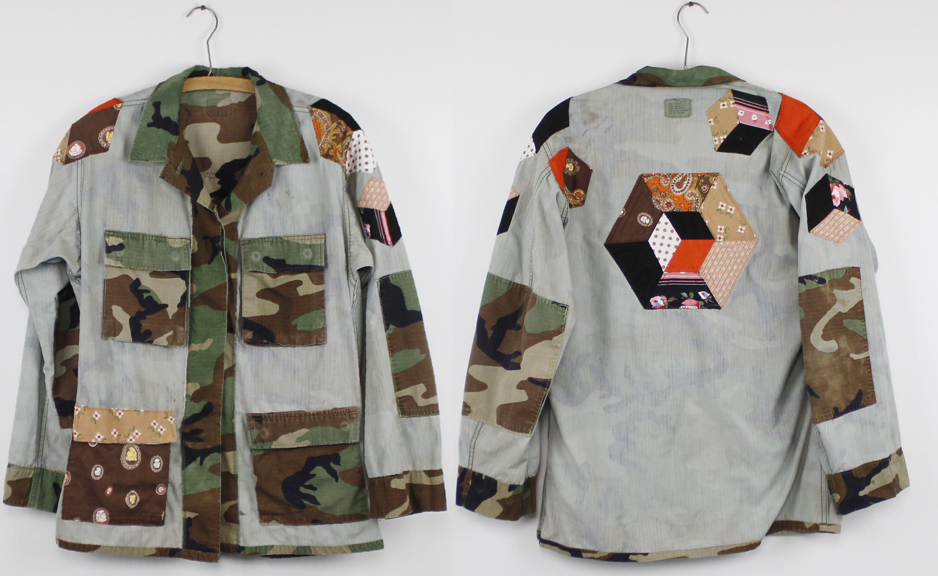 Vintage Altered Camo Jacket - Reversed Pockets, Cube Illusion Patches ...